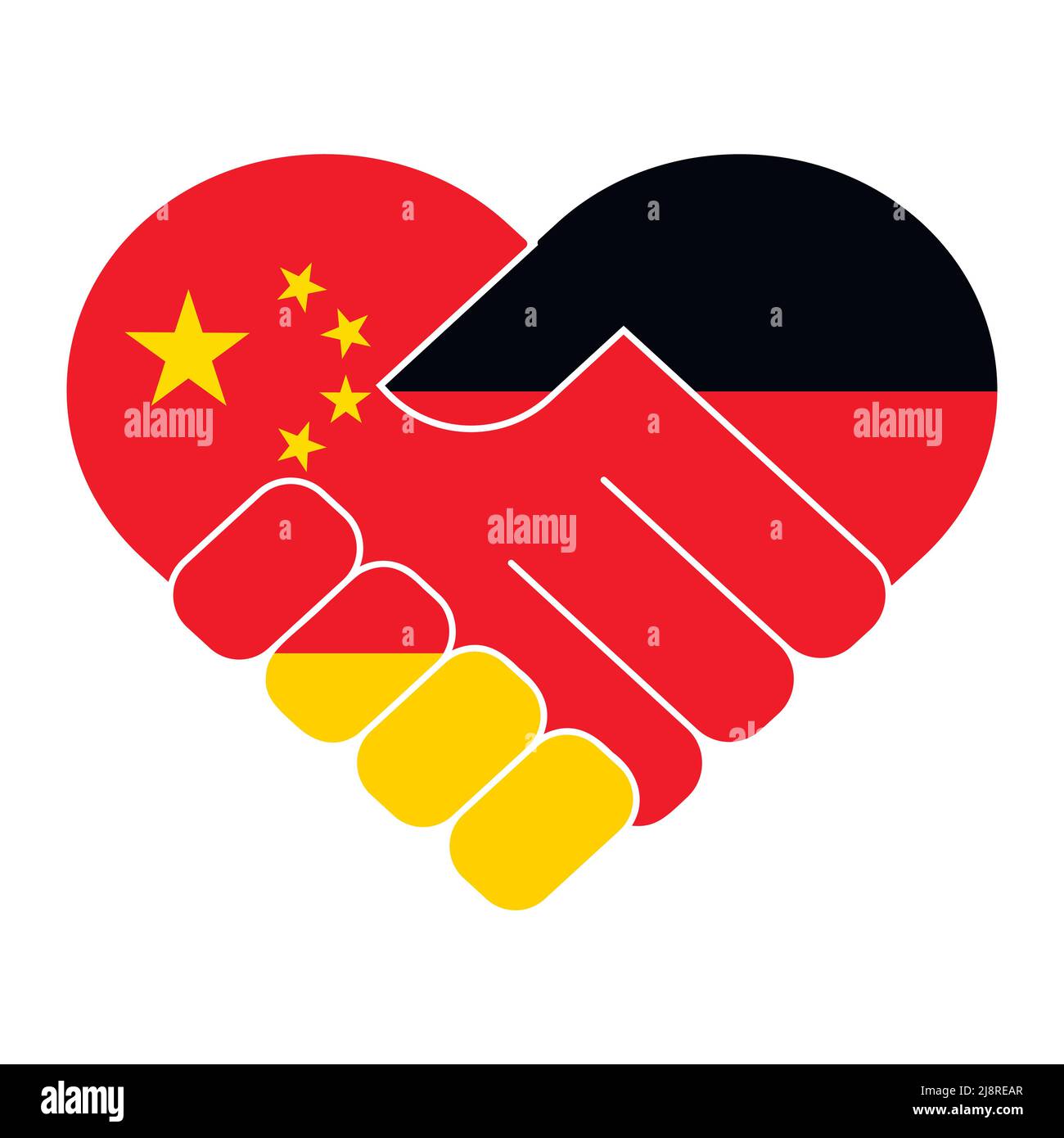 Handshake symbol in the colors of the national flags of China and ...