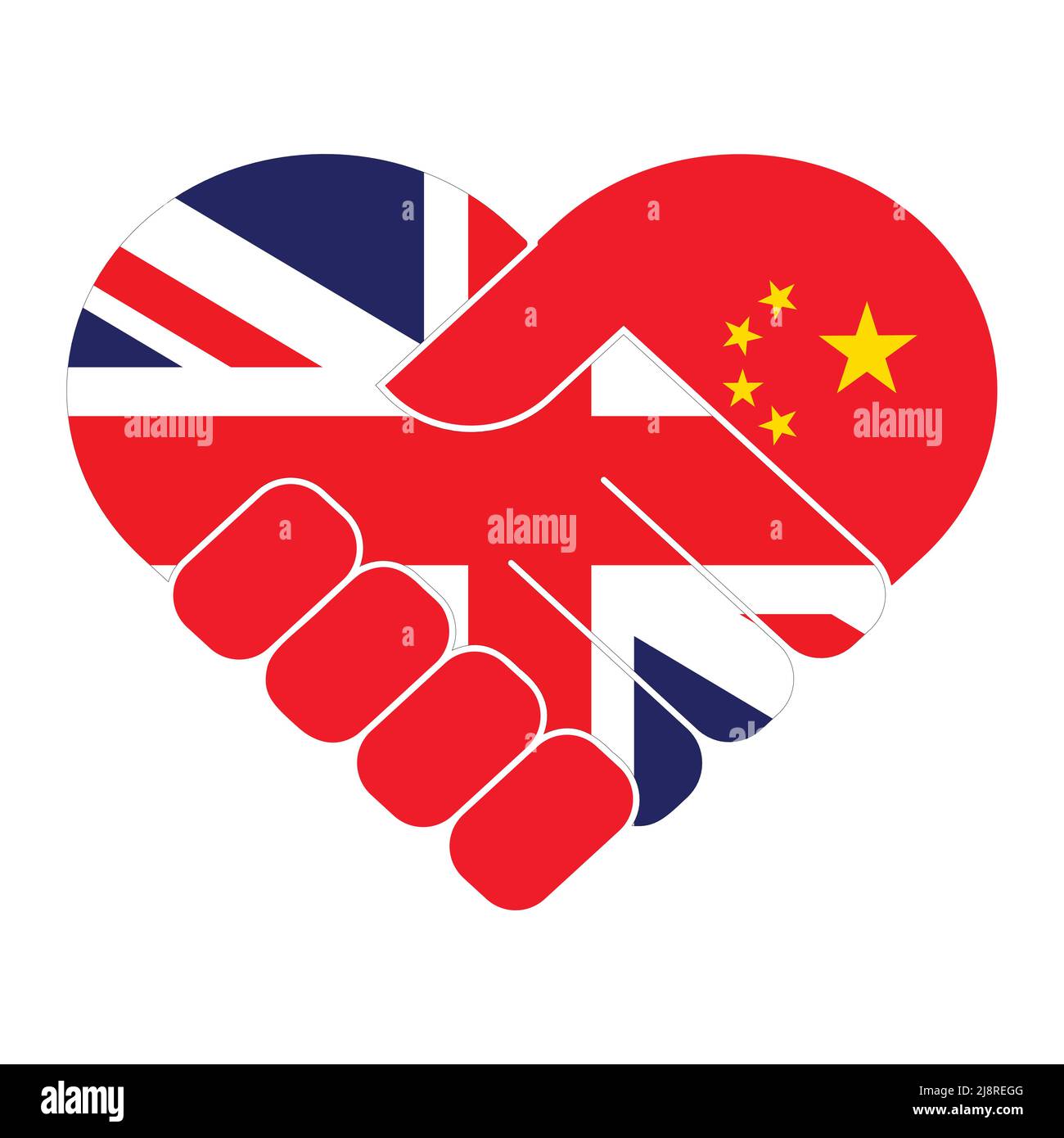 Handshake symbol in the colors of the national flags of China and UK ...