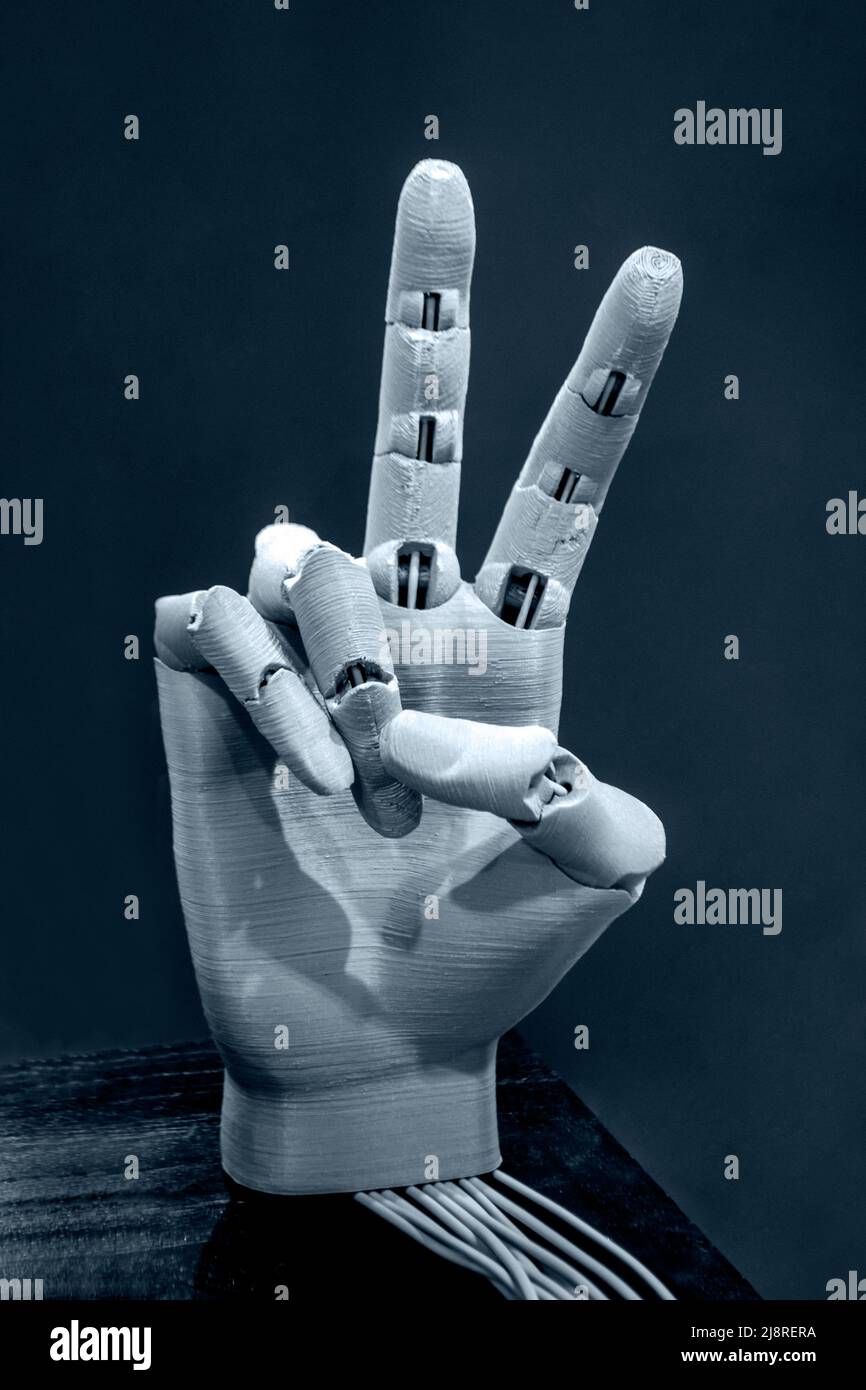 Model of human hand with fingers printed on 3D printer Stock Photo - Alamy