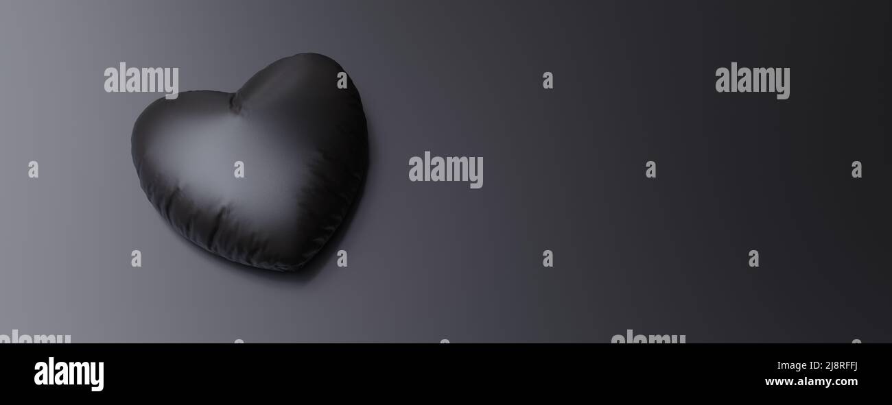 Black shape leather material heart isolated on black background ...