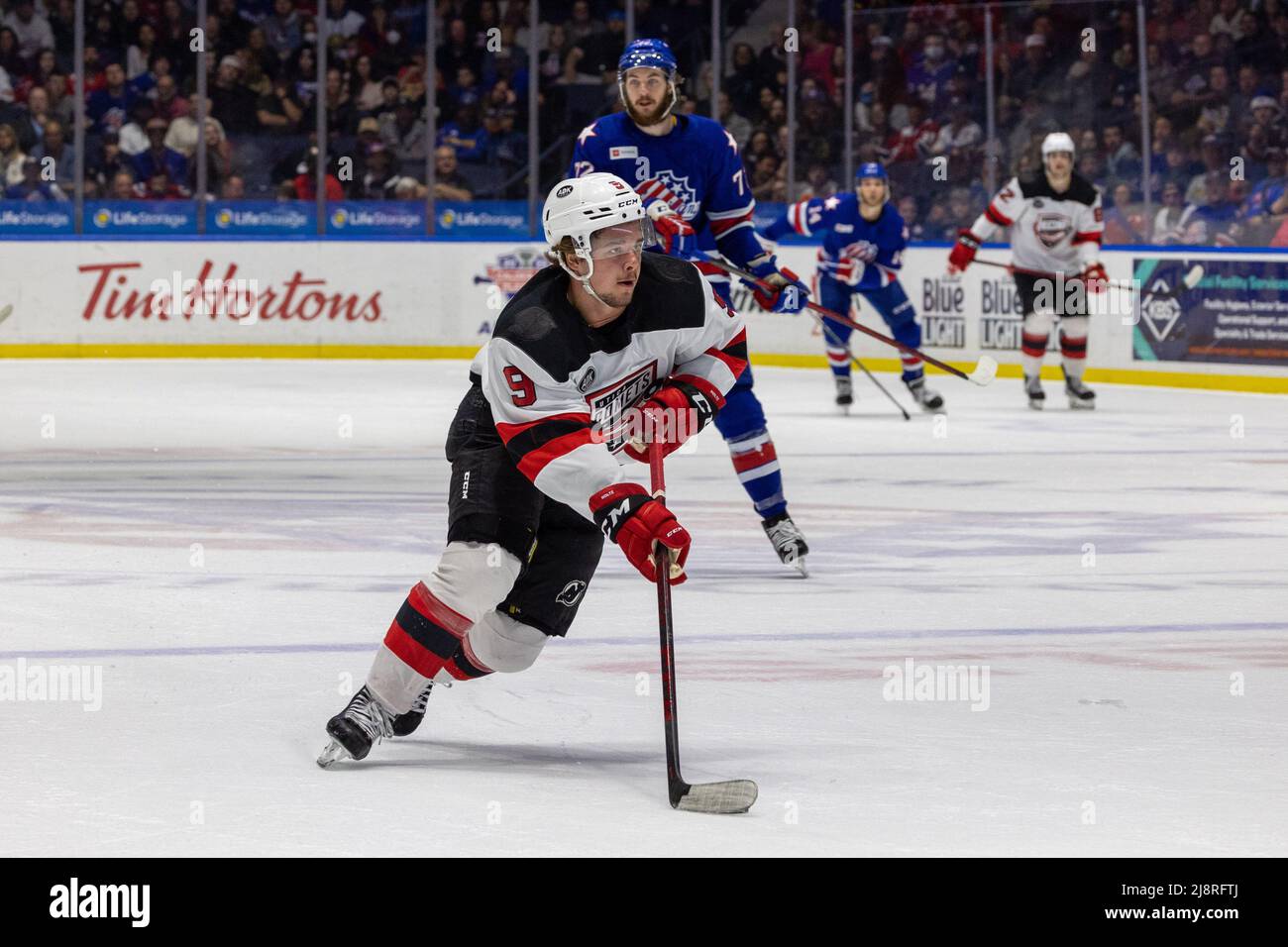 May 17, 2022: Utica Comets forward Alexander Holtz (9) skates with eh ...