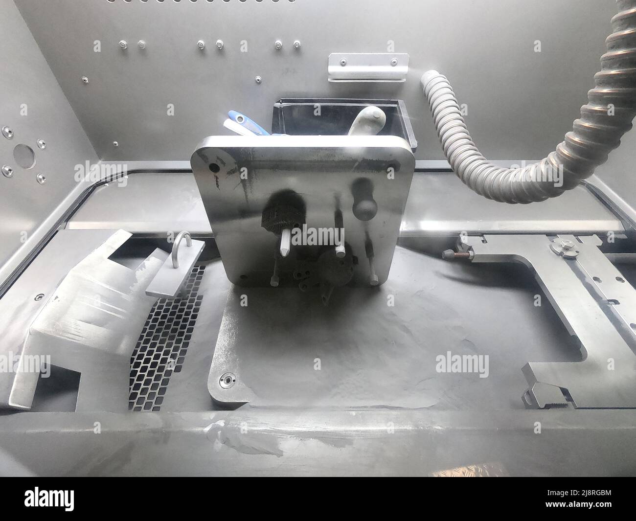 Platform with Objects Printed From Metal Powder Stands in Working ...