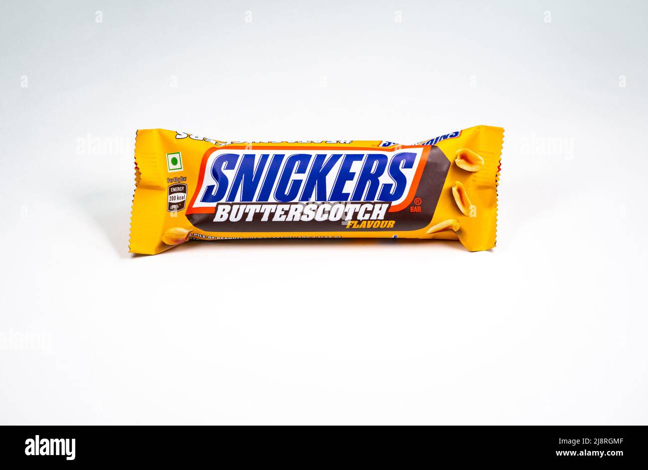 Snickers Butterscotch on a white background Stock Photo - Alamy
