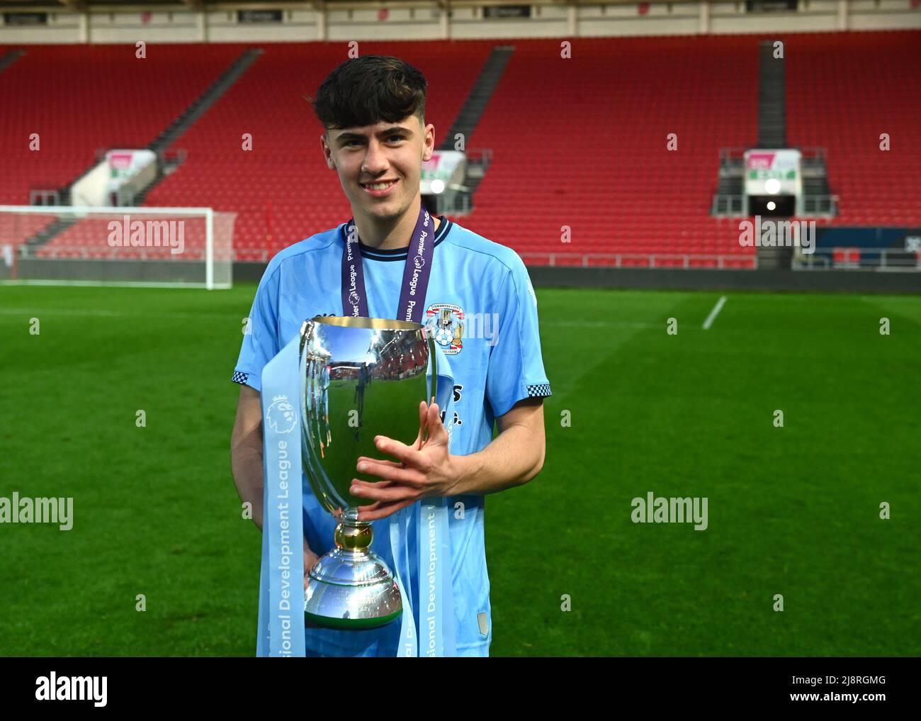 Coventry City's Marco Rus celebrates with the trophy after winning the ...
