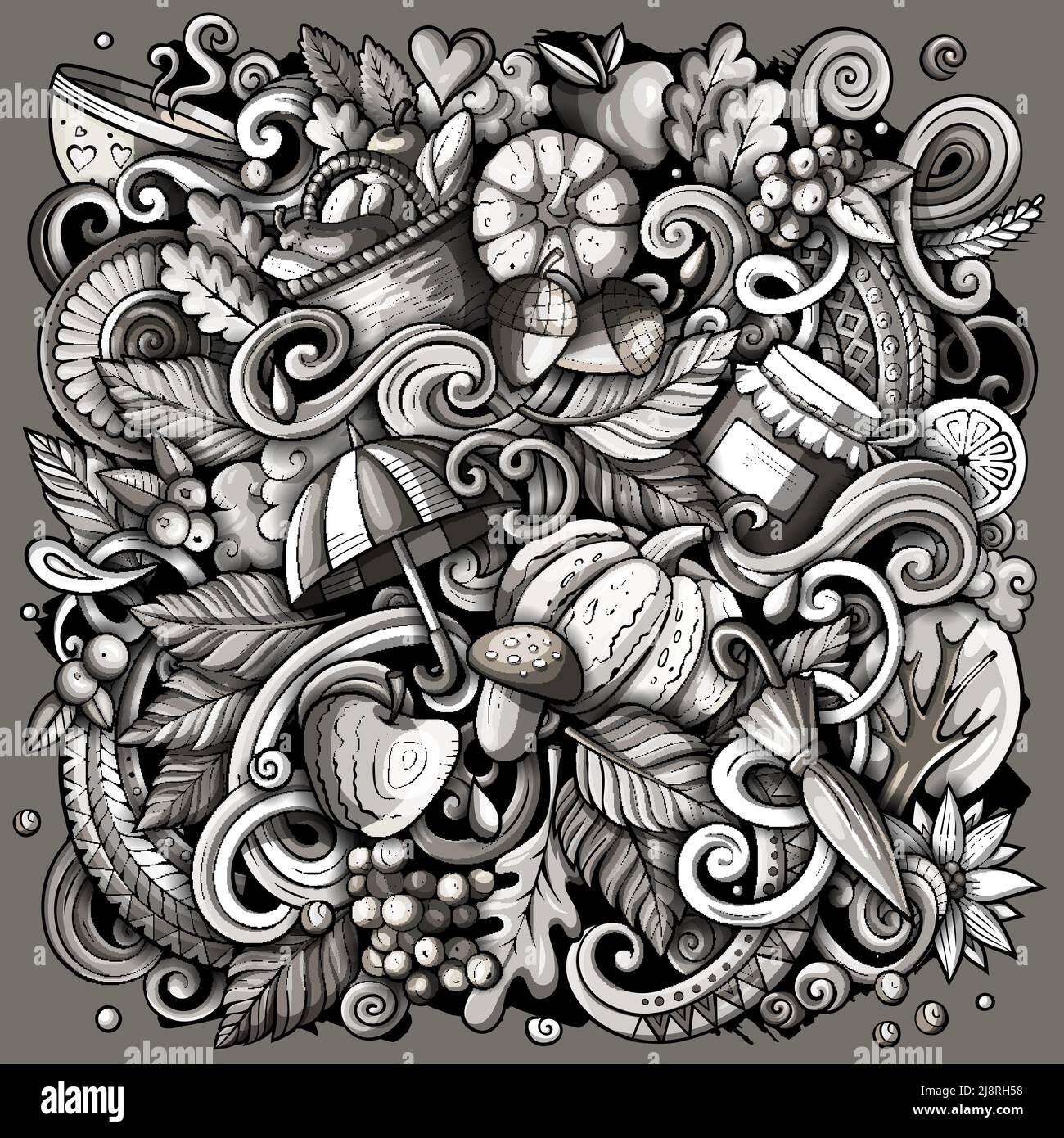 Autumn cartoon vector doodles illustration. Fall poster design Stock ...