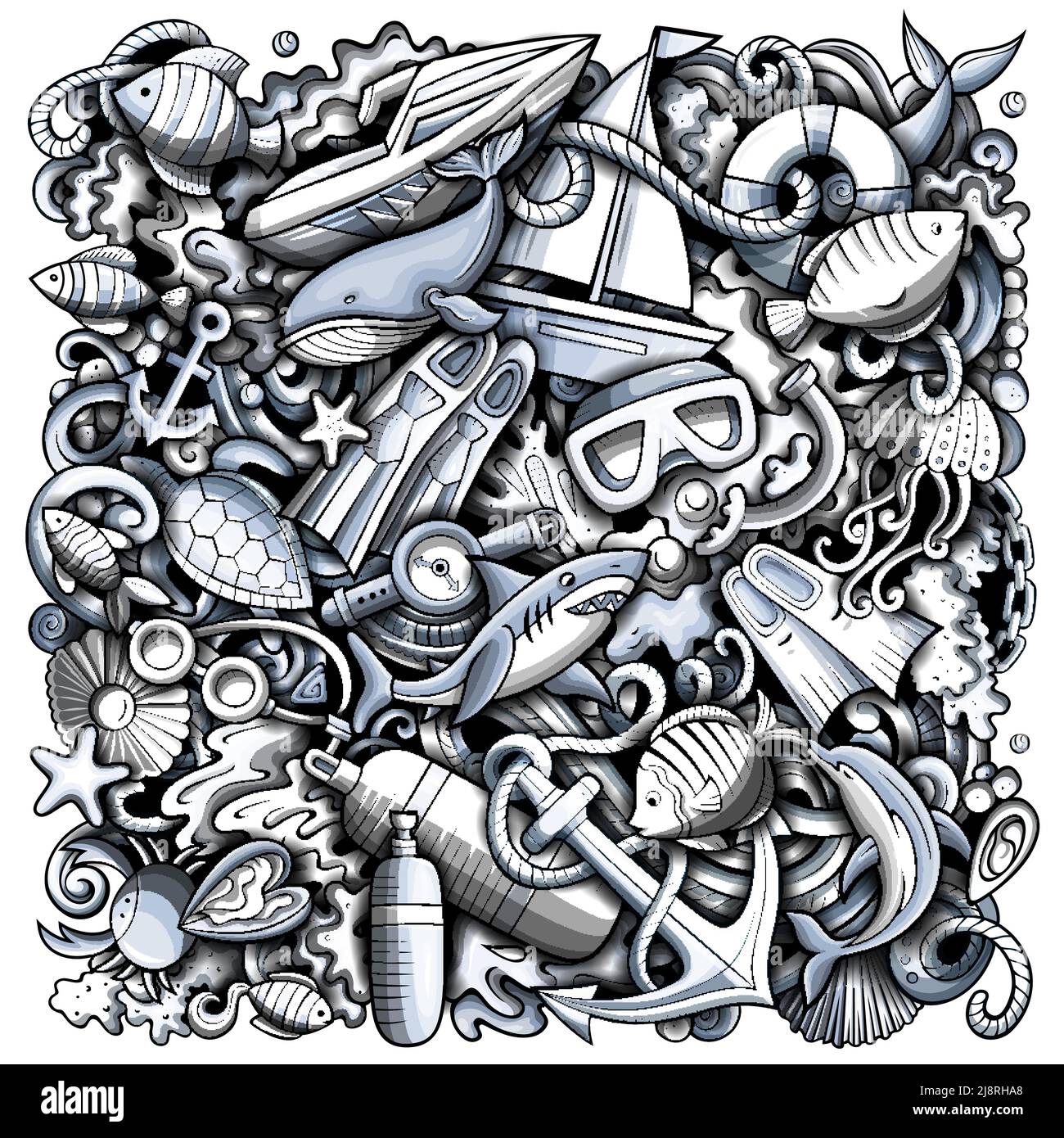 Diving cartoon vector doodles illustration Stock Vector Image & Art - Alamy