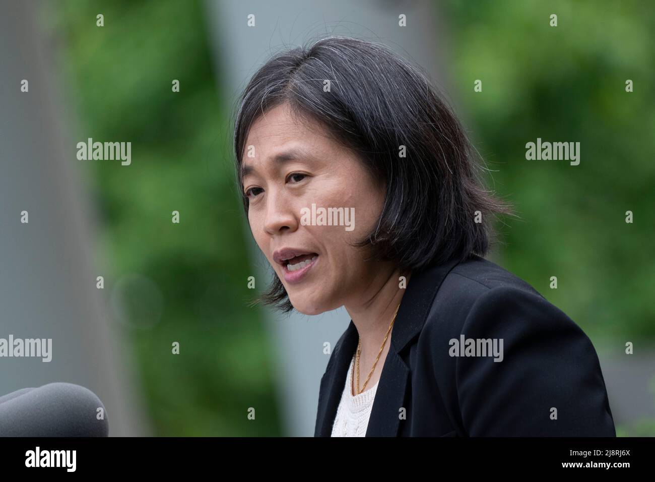 United States Trade Representative (USTR) Katherine Tai speaks during a ...