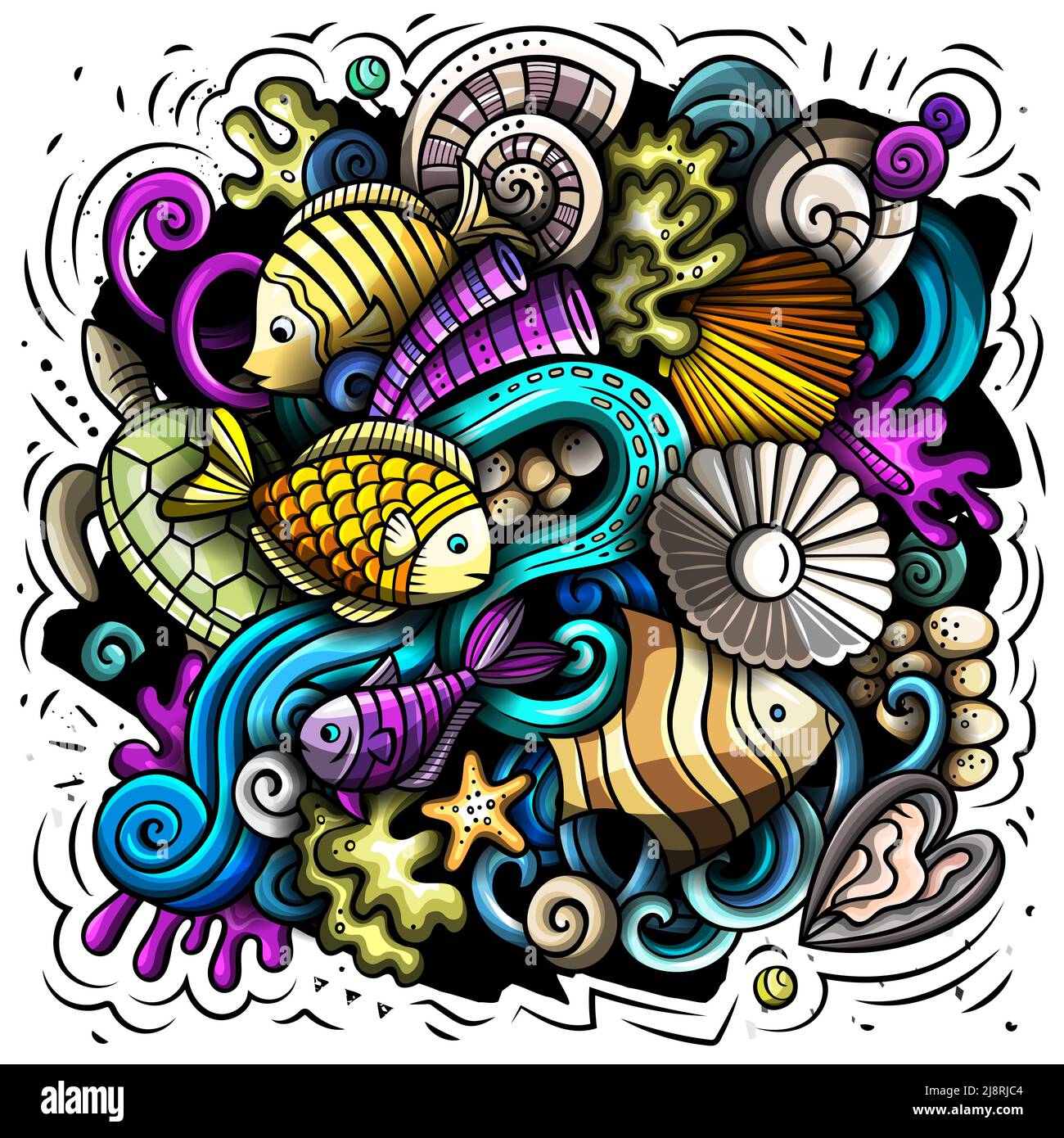 Sea Life cartoon vector illustration Stock Vector Image & Art - Alamy