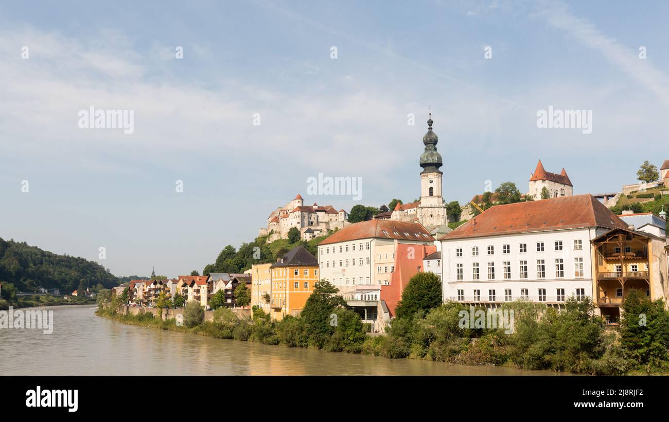 Burghausen, Germany - July 24, 2021: View of Burghausen. With Salzach ...