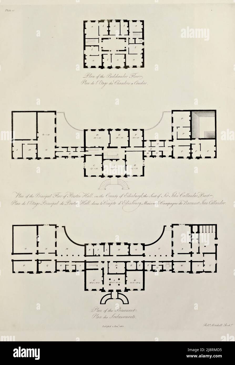 PLAN OF THE PRINCIPAL FLOORS OF PRESTON-HALL, THE SEAT OF SIR JOHN ...