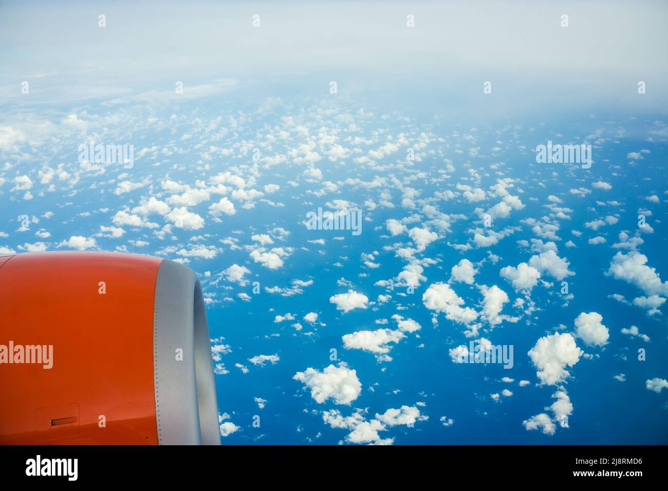 Aerial blue sky cloud view from airplane window nature transport Stock ...