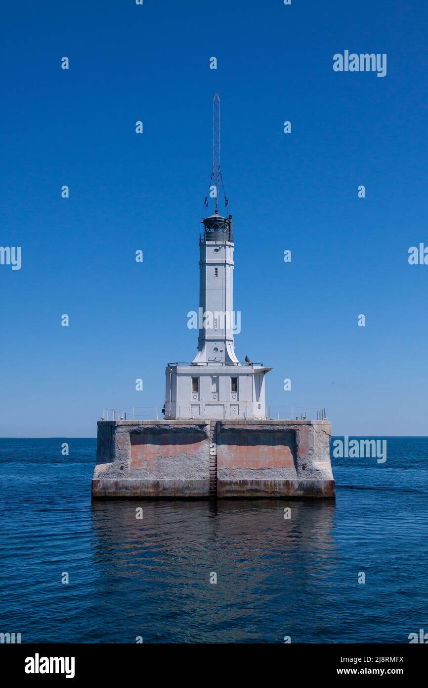 Grays Reef Lighthouse - An offshore lighthouse on Lake Michigan Stock ...