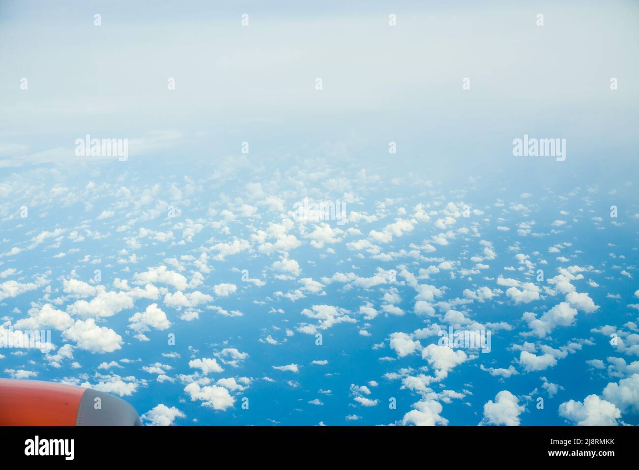 Aerial blue sky cloud view from airplane window nature transport Stock ...