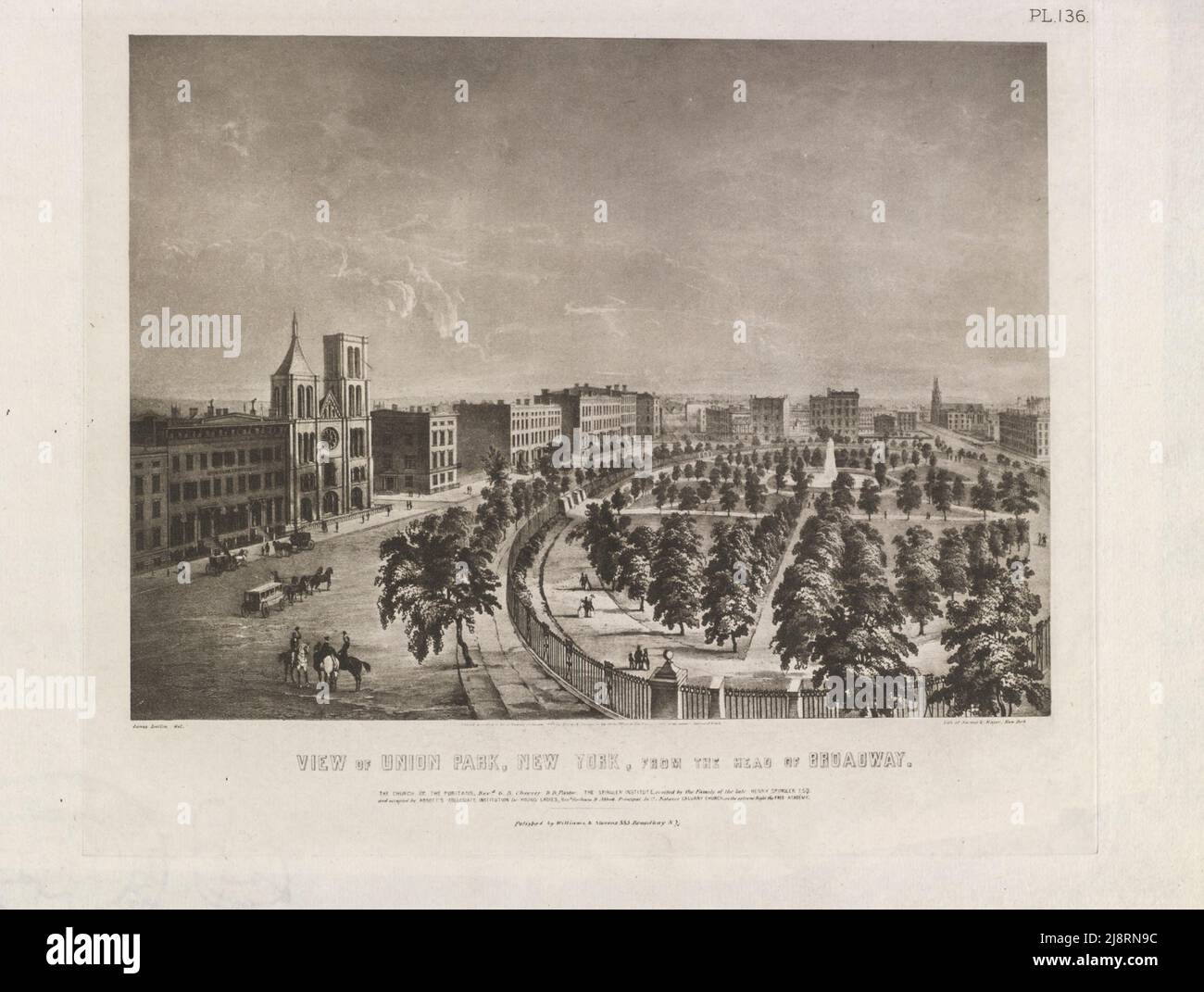 View of Union Park, New York, From the Head of BROADWAY 1849 The ...
