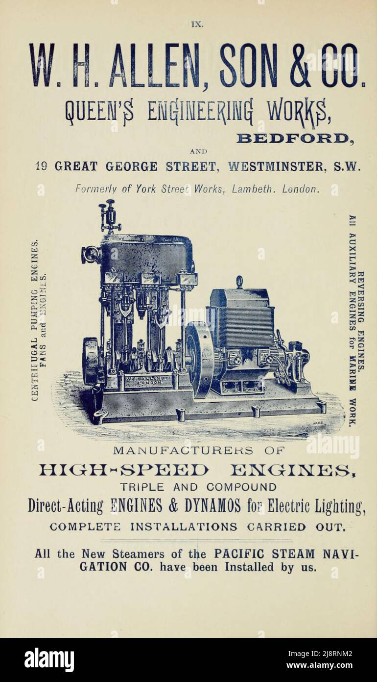 W. H. Allen Son & Co. Queen's Engineering Works Bedford. High Speed ...