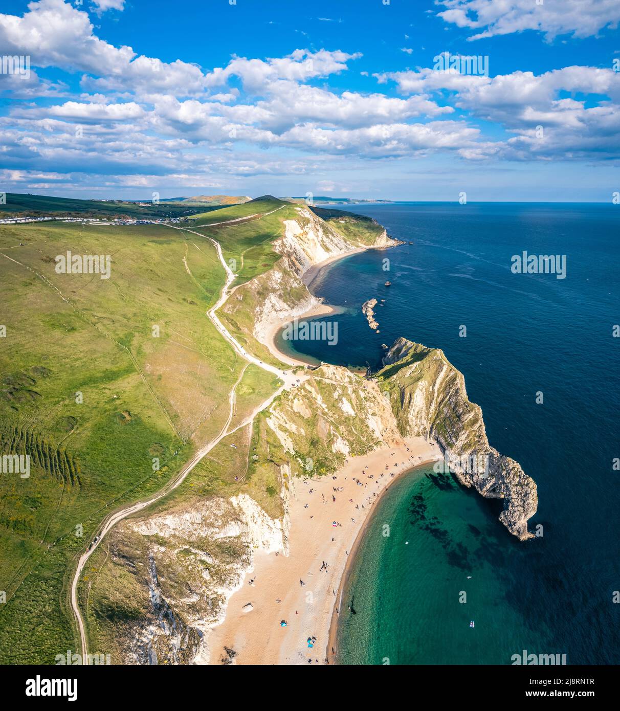 White Cliffs over Jurassic Coast and Durdle Door, Wareham, Dorset ...