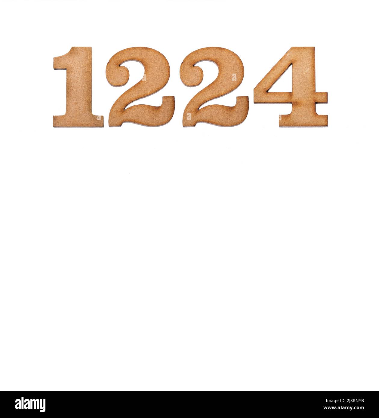 Number 1224 - Piece of wood isolated on white background Stock Photo ...