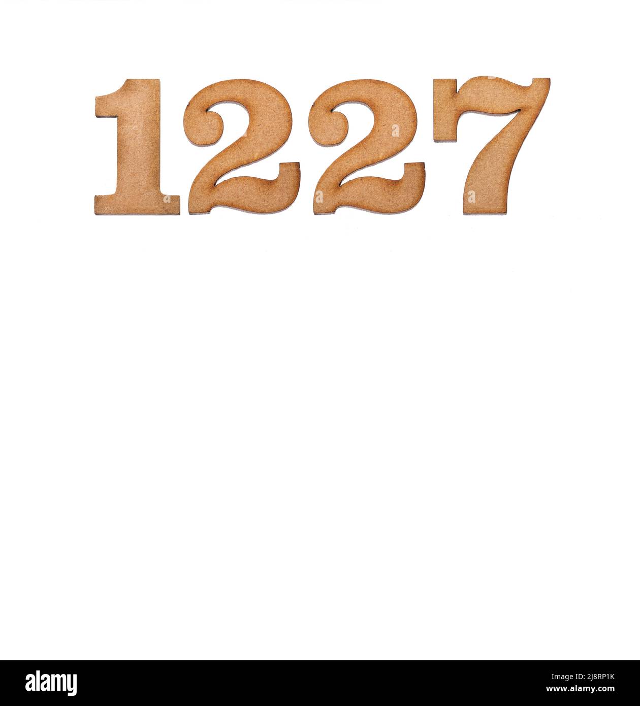 Number 1227 in wood, isolated on white background Stock Photo - Alamy