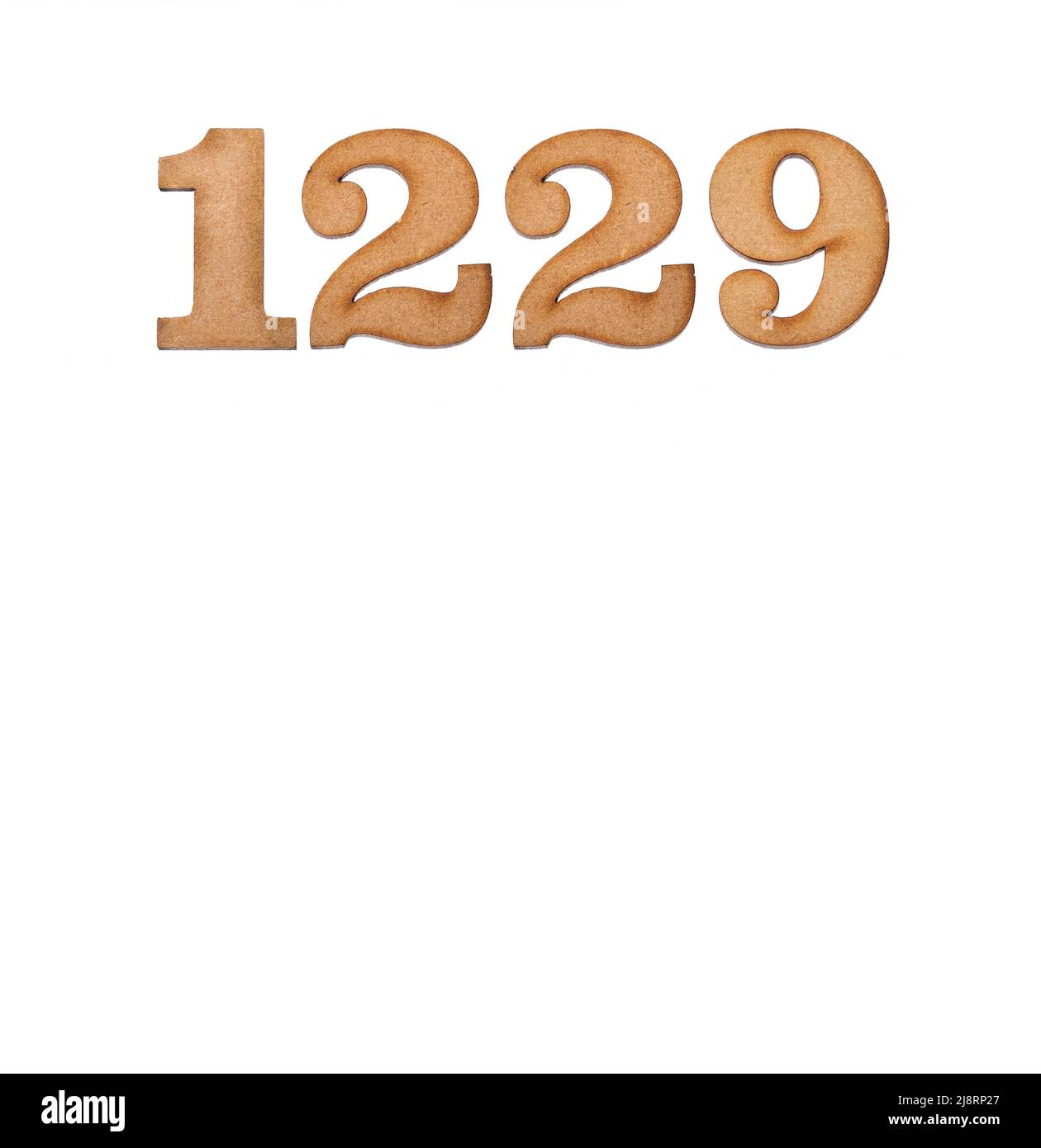Number 1229 in wood, isolated on white background Stock Photo - Alamy