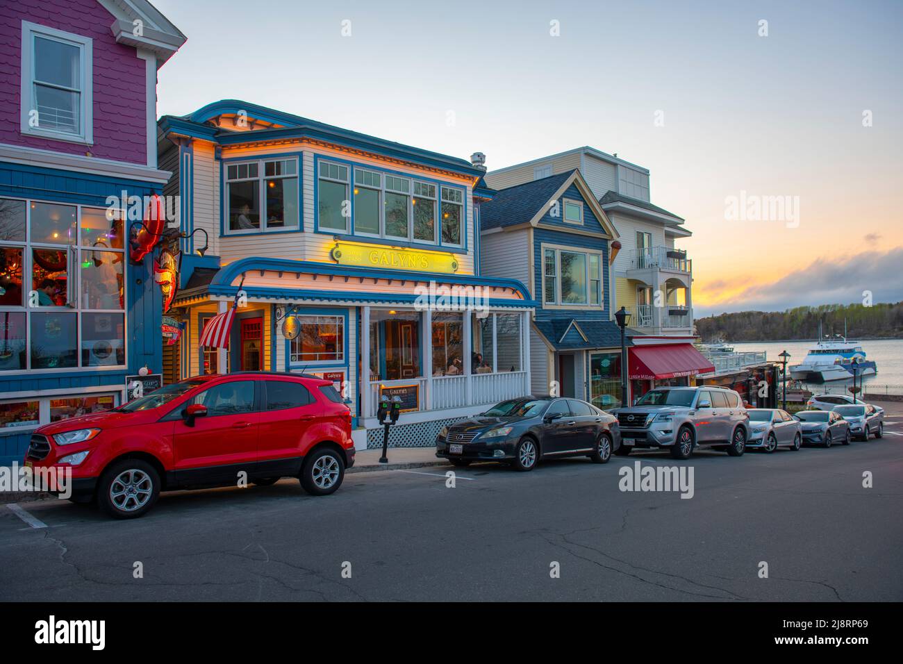 Galyn's Restaurant at sunset at 17 Main Street in historic town center ...