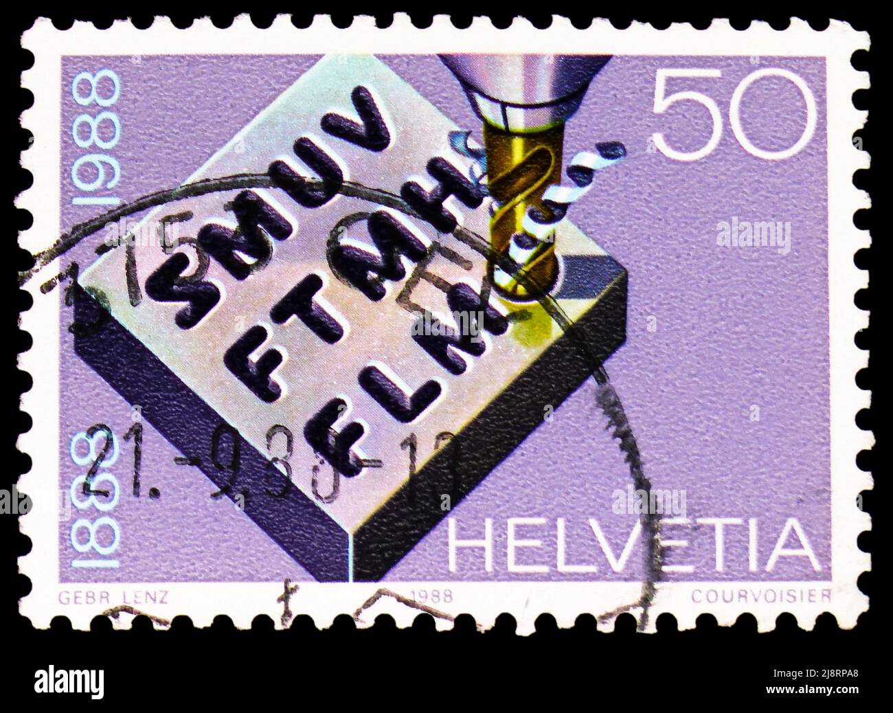 MOSCOW, RUSSIA - MAY 14, 2022: Postage stamp printed in Switzerland ...