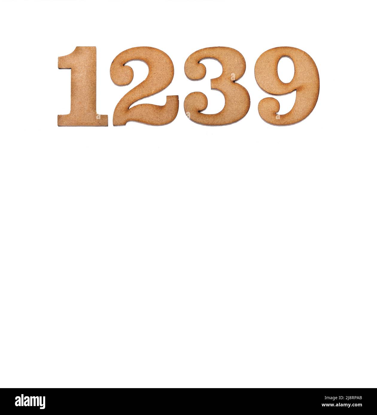 Number 1239 in wood, isolated on white background Stock Photo - Alamy