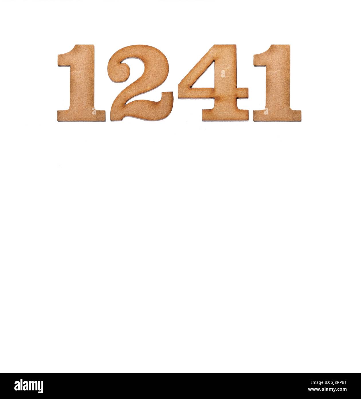 Number 1241 in wood, isolated on white background Stock Photo - Alamy