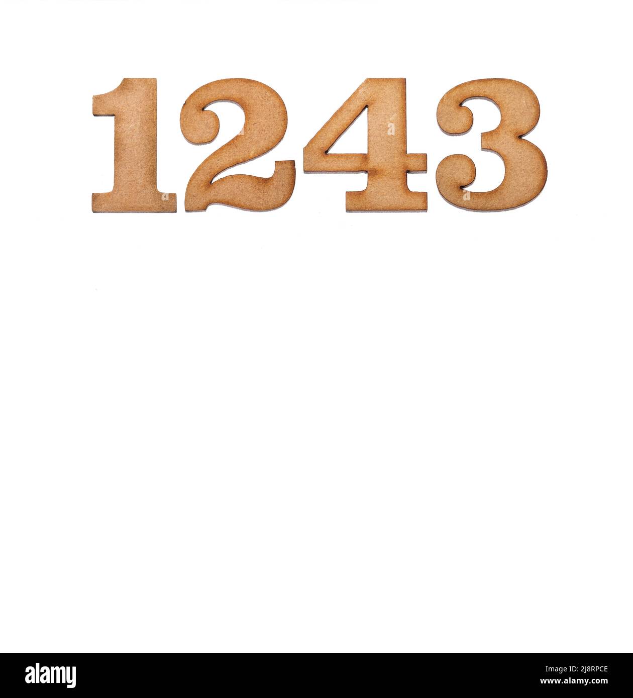 Number 1243 in wood, isolated on white background Stock Photo - Alamy