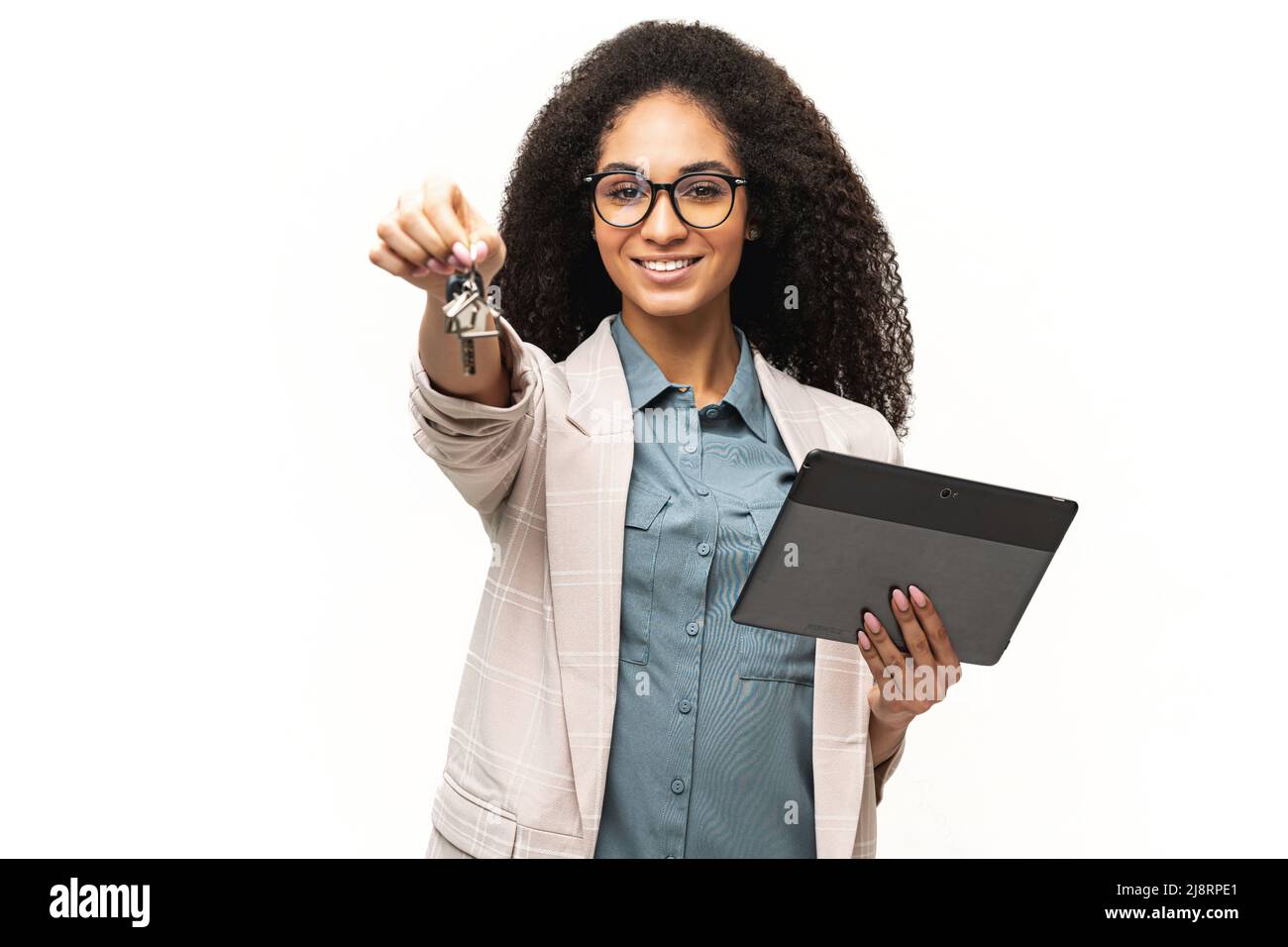 Happy young multiracial business woman professional realtor real estate ...