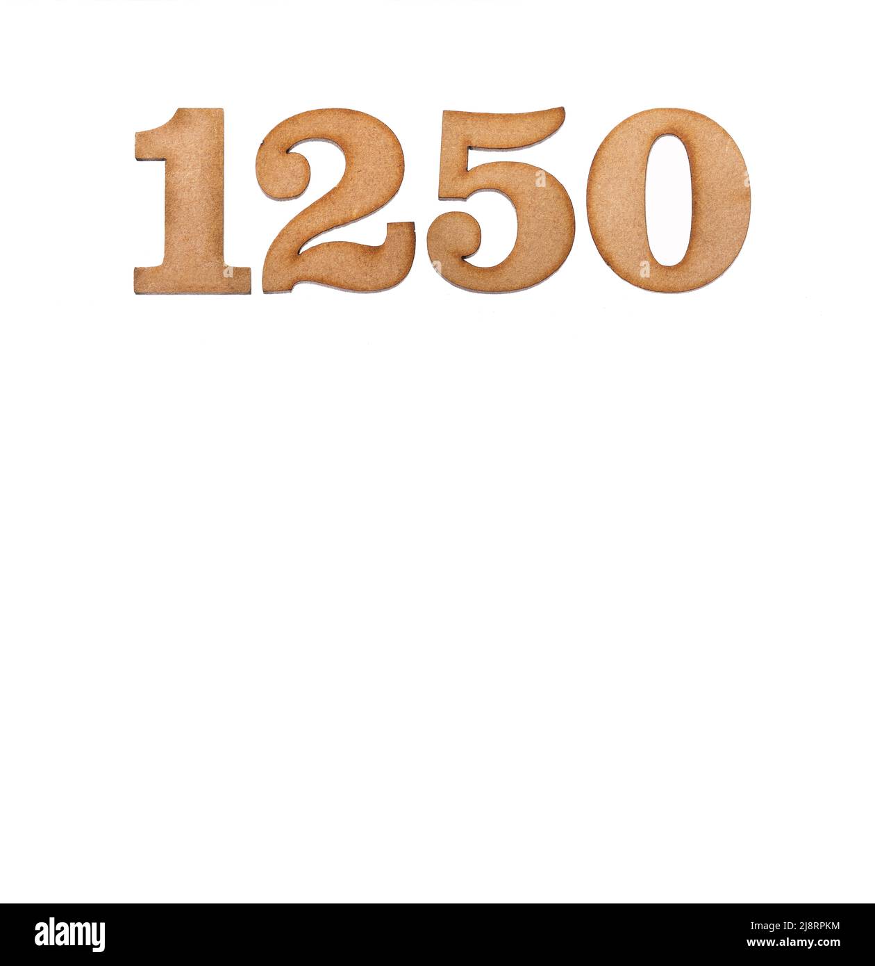 Number 1250 - Piece of wood isolated on white background Stock Photo ...