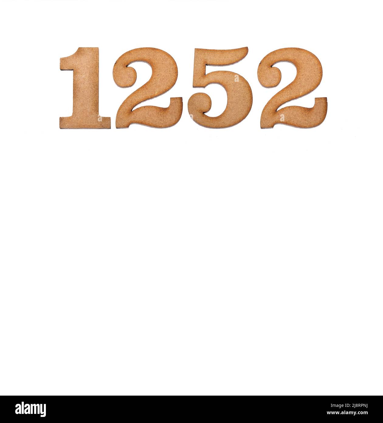 Number 1252 - Piece of wood isolated on white background Stock Photo ...