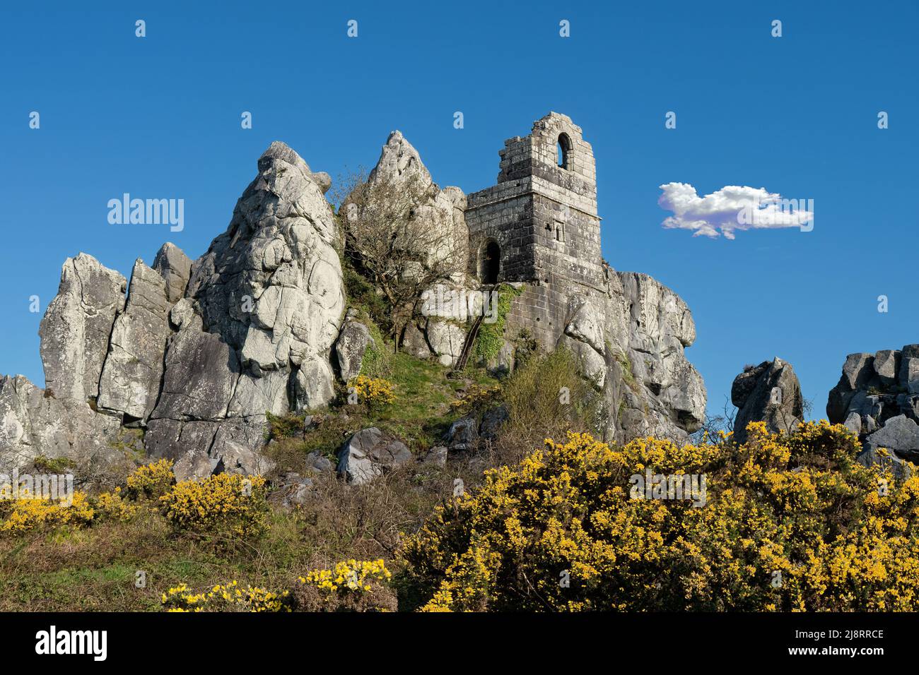 Roche Rock and St Michael medieval chapel ruins Cornwall Stock Photo ...