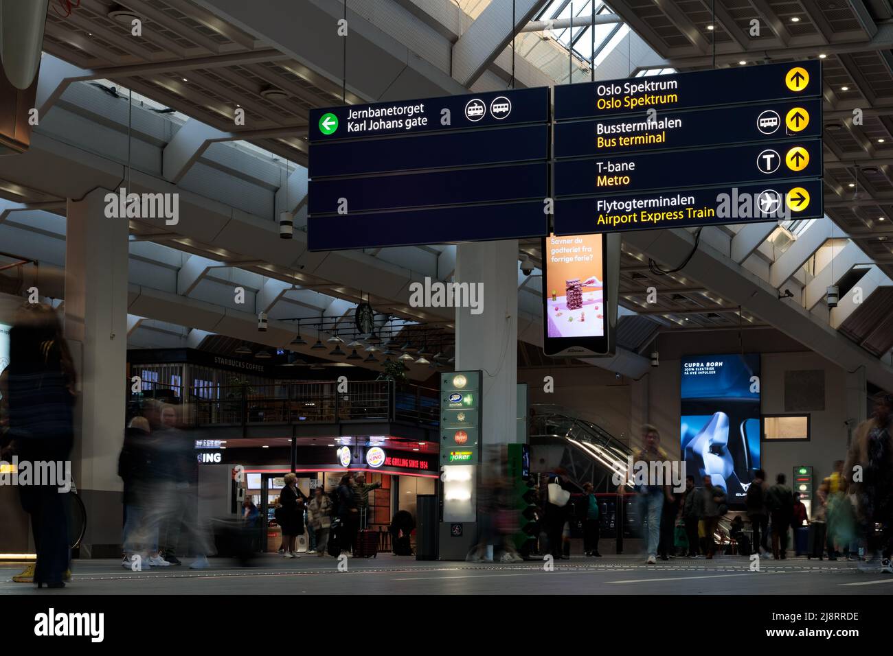 Oslo, Norway. 01 May 2022: Interior of Oslo train station, information ...