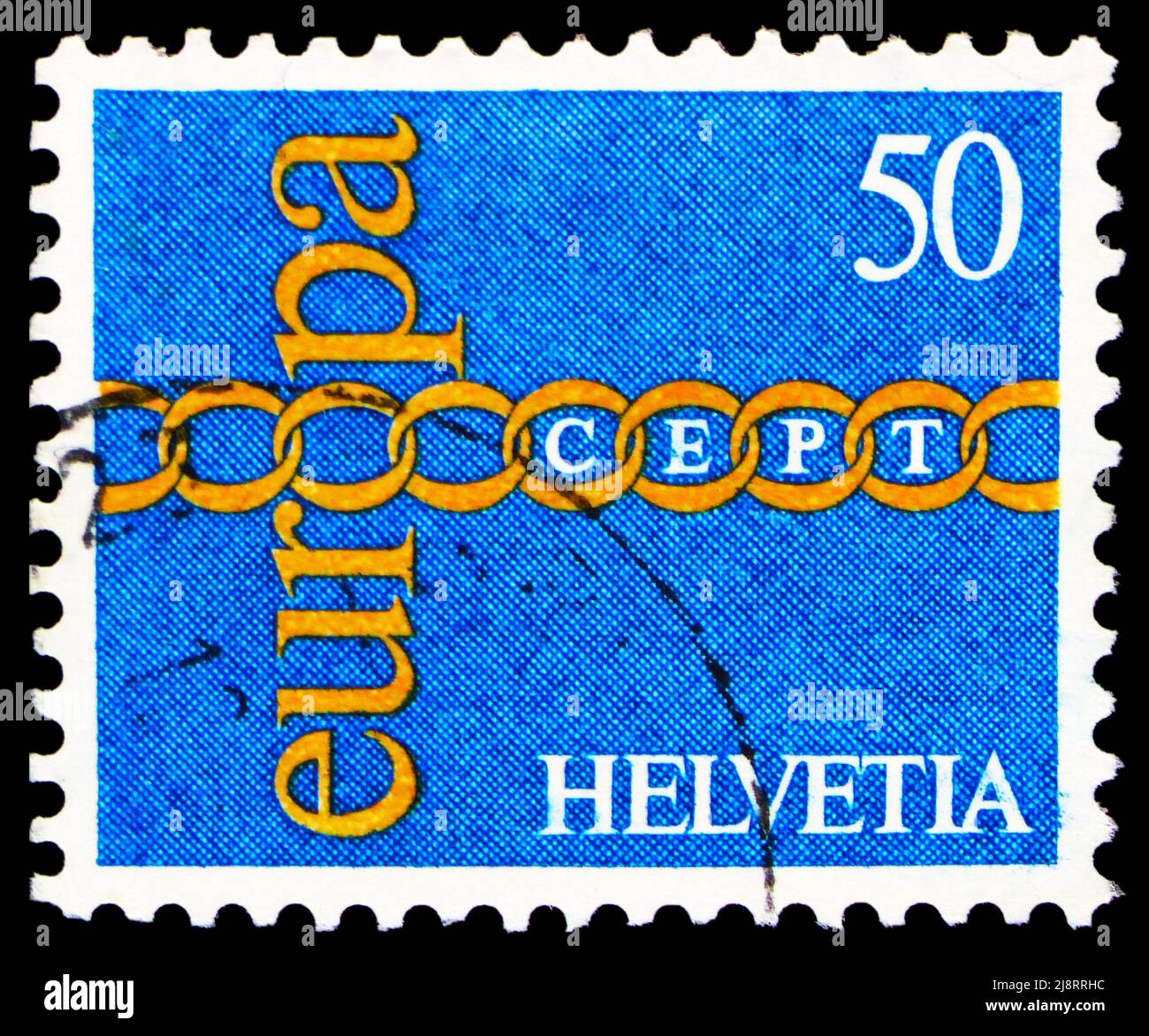 MOSCOW, RUSSIA - MAY 14, 2022: Postage stamp printed in Switzerland ...