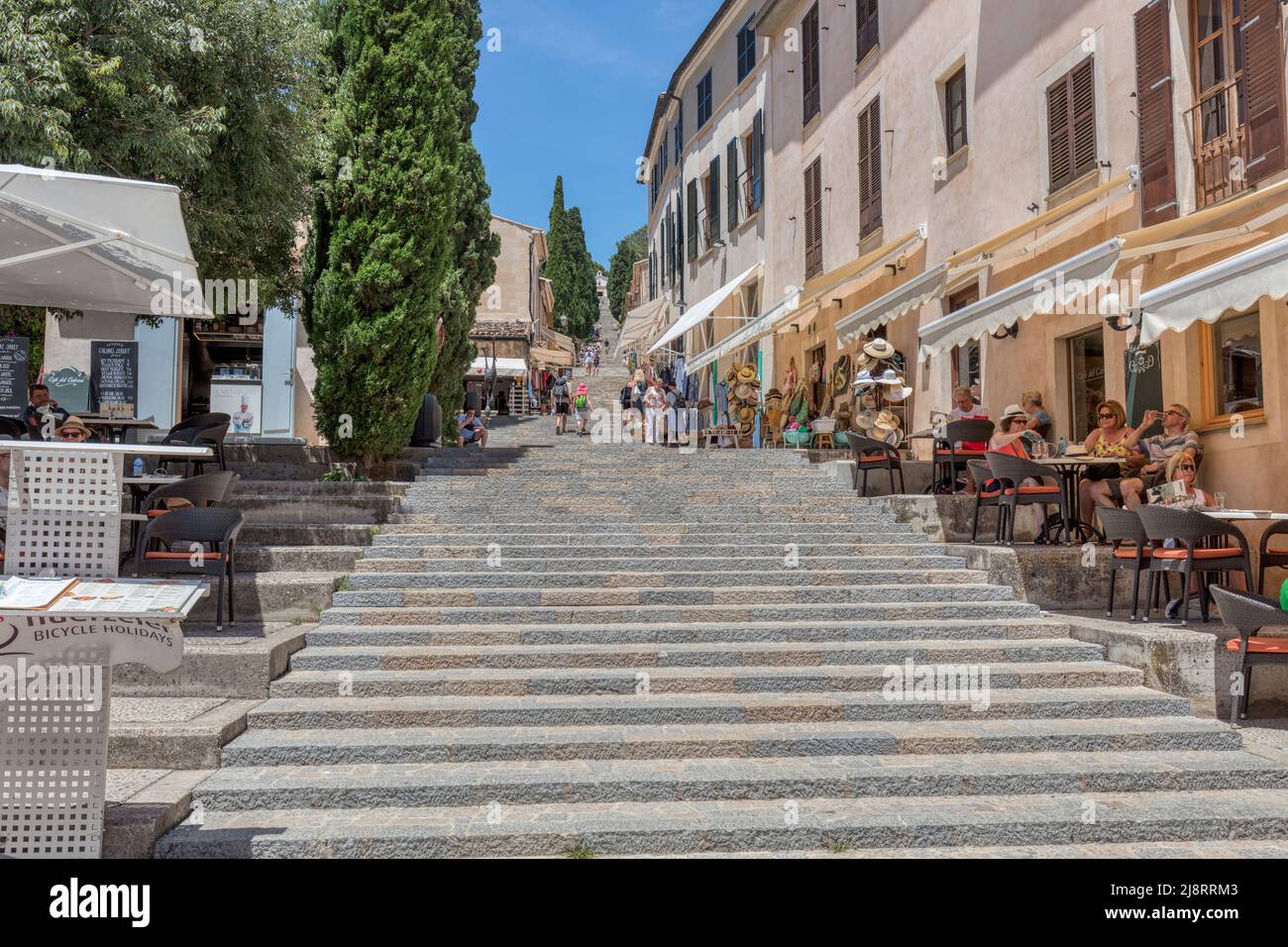 Historic Via Crucis (Way of the Cross) leading up to El Calvari chapel ...