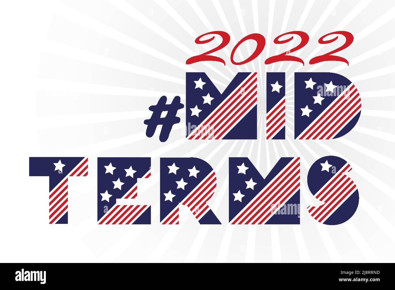 Hashtag midterm election banner on white background. 2022 political ...