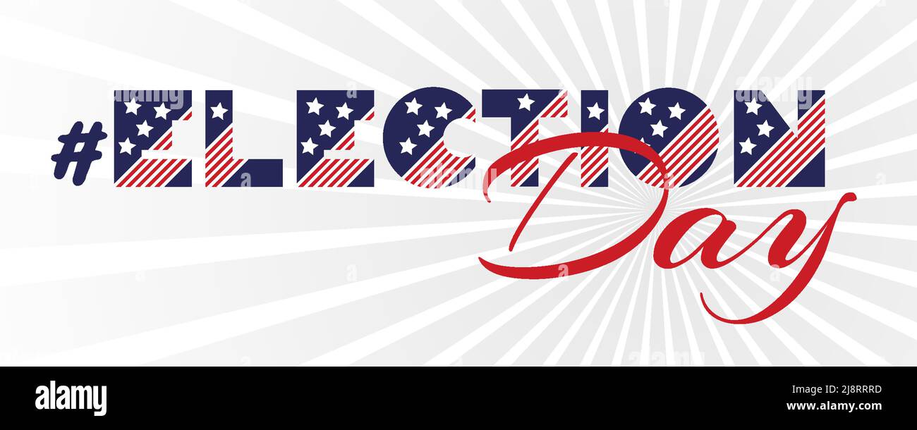 Hashtag midterm election banner on white background. 2022 political ...