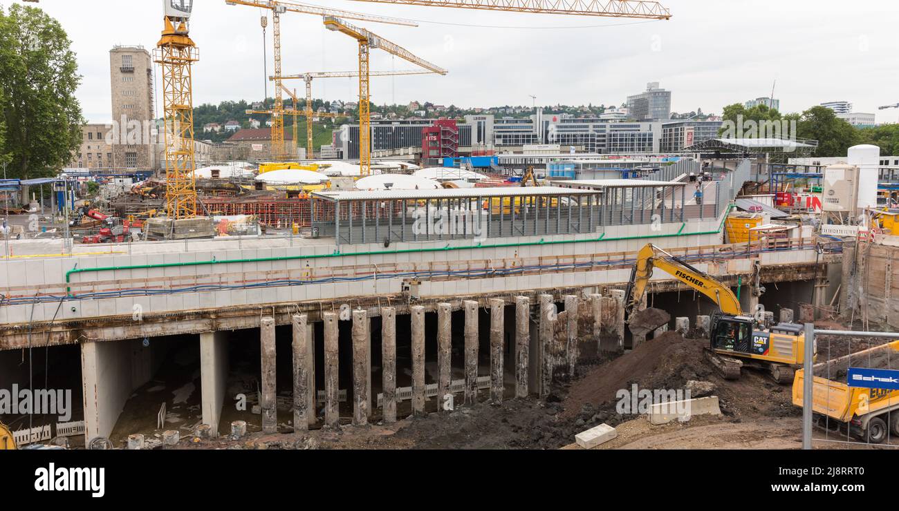Stuttgart, Germany - Jul 28, 2021: Underground construction at the ...