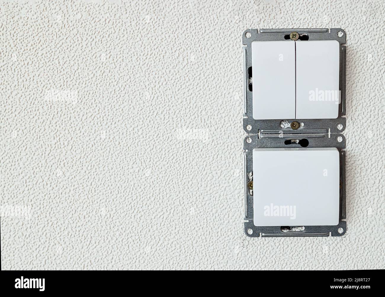 Close-up, light switch, installation, repair, copy-paste, white ...