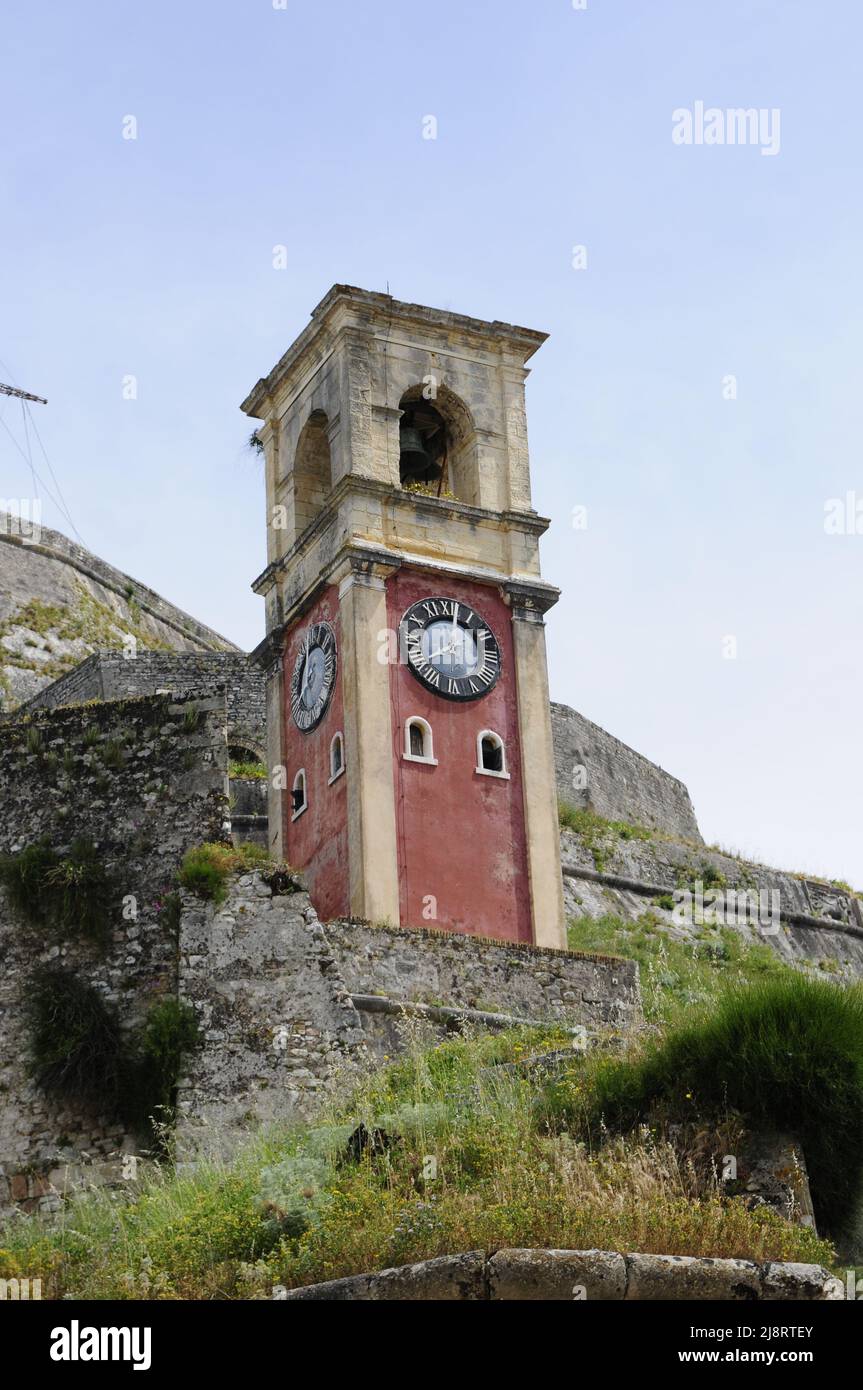 Clock Tower inside the Old Fortress of Corfu Town Stock Photo - Alamy