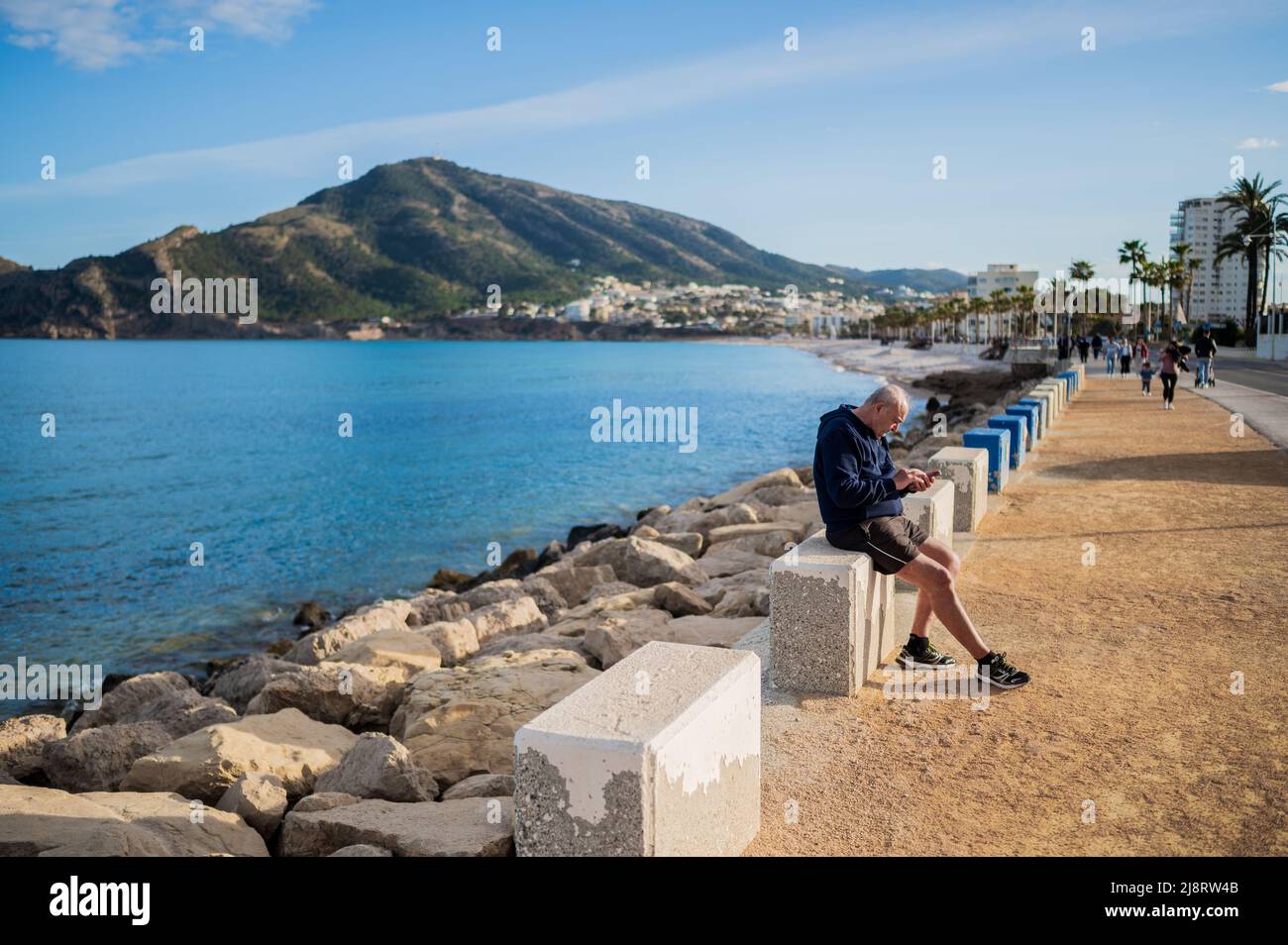 Beach promenade that connects Altea with Albir, Alicante, Spain Stock ...