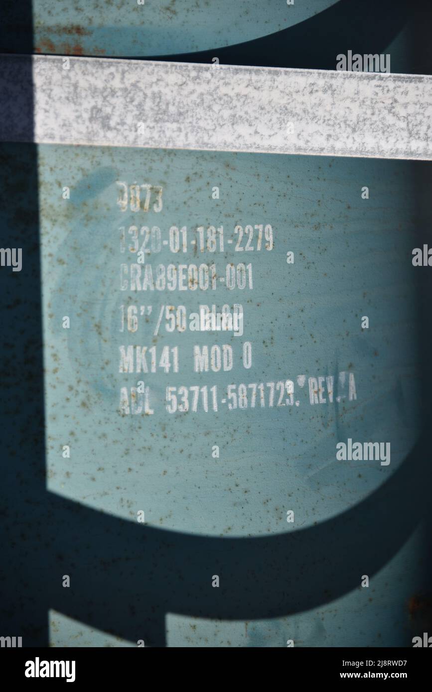 San Pedro CA USA. 2/28/2022. Iowa Class Battleship>16-Inch Naval Shell ...