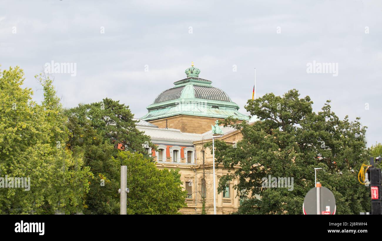 Karlsruhe, Germany - Aug 28, 2021: View on the main building of the ...
