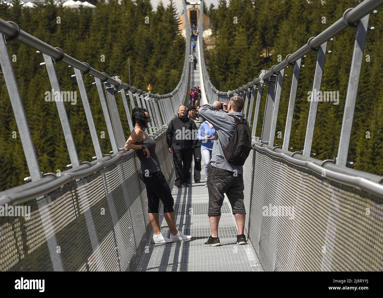 The world's longest suspension footbridge, Sky Bridge 721 in mountain resort Dolni Morava, Czech ...