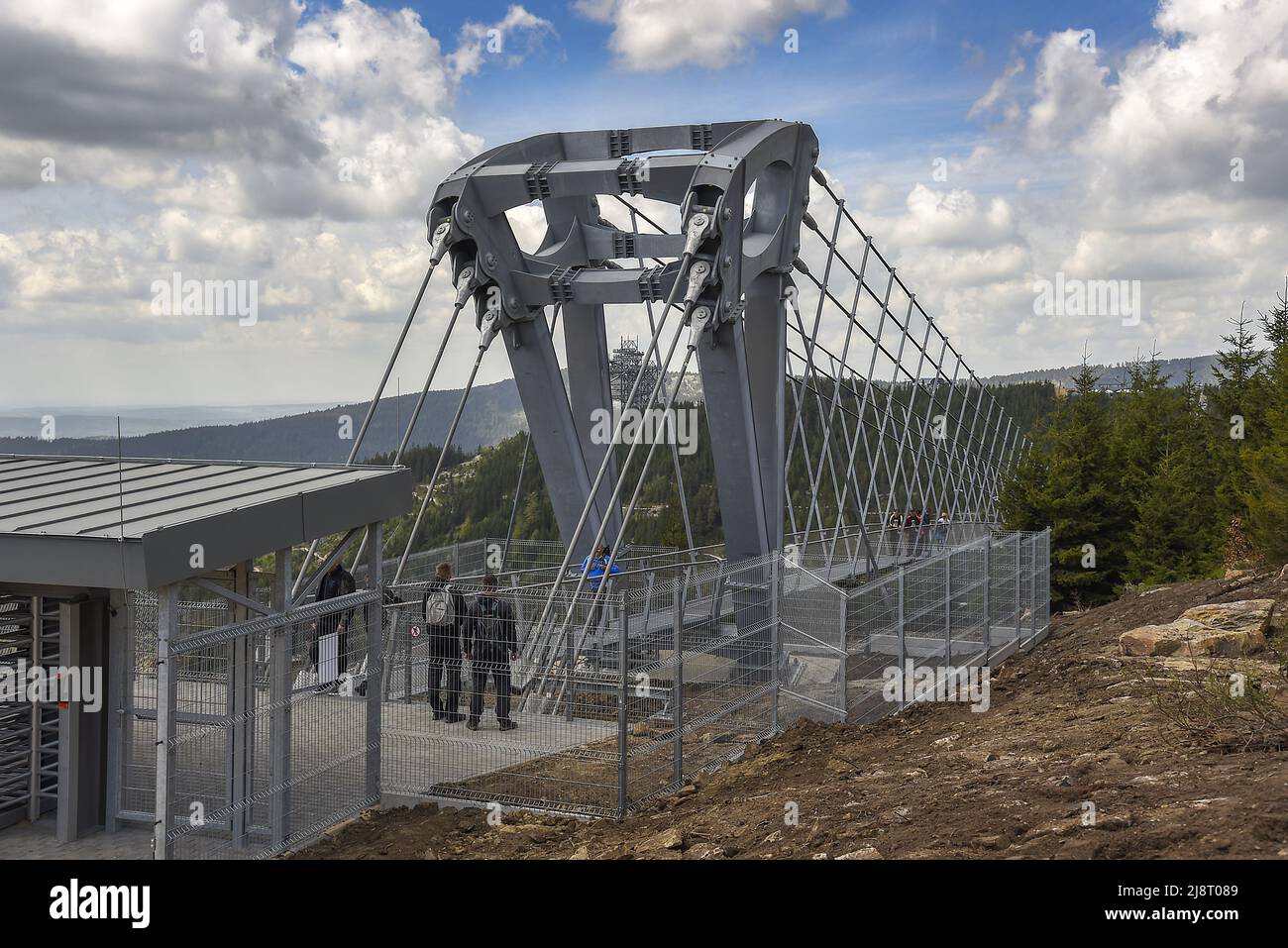 The world's longest suspension footbridge, Sky Bridge 721 in mountain resort Dolni Morava, Czech ...