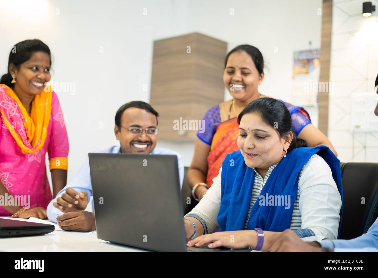 happy smiling Group of corporate employees during meeting at office ...