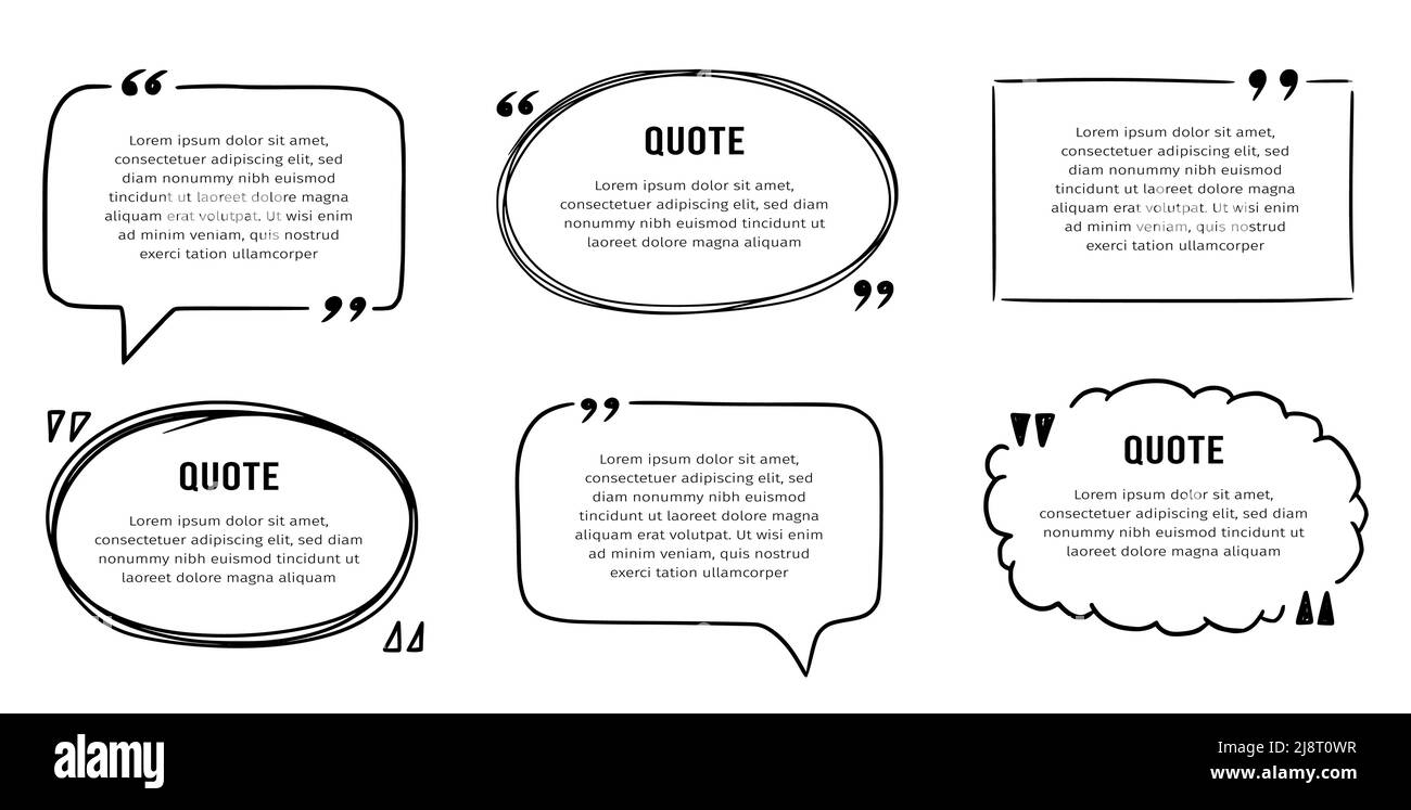 Quote box sketch, text frame set. Hand drawn scribble doodle style ...