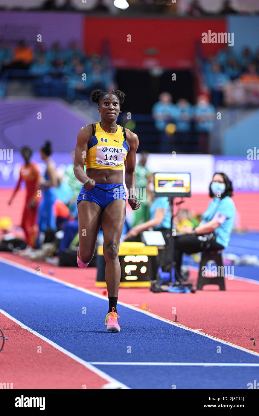 Akela Jones participating in the Belgrade 2022 World Indoor ...