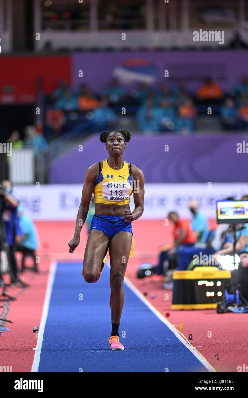 Akela Jones participating in the Belgrade 2022 World Indoor ...