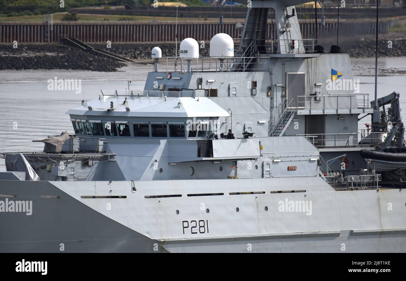 18/05/2022 Tilbury UK. HMS Tyne is a River-Class offshore patrol vessel ...
